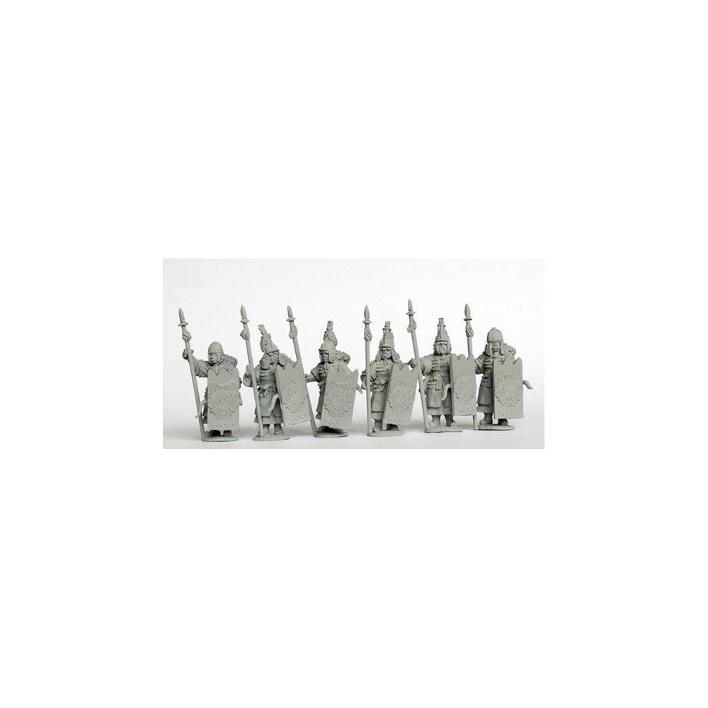 Heavy Infantry standing with spearlong shield and bow